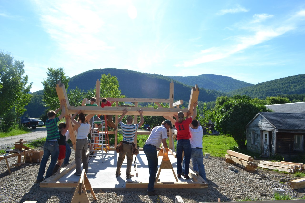 tipping up a timber frame bent green mountain timber frames | A Blog ...